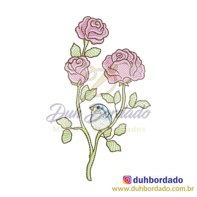 Matriz de Bordado de Rosas Passarinho - Duh Bordado Matrizes de Bordados Matriz de Bordado de Rosas Passarinho - Duh Bordado Matrizes de Bordados